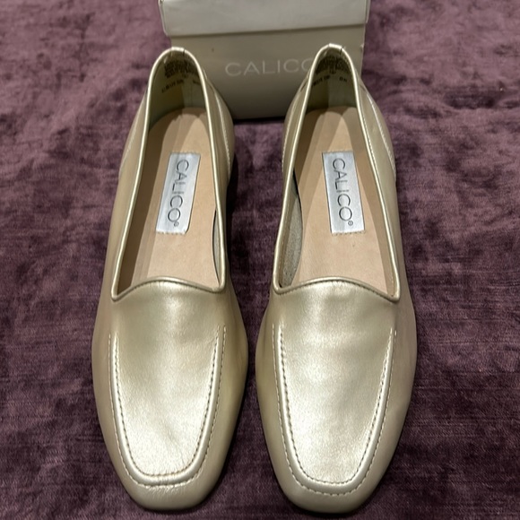 Calico | Shoes | Brand New Calico Metallic Gold Leather Slipon Loafers ...